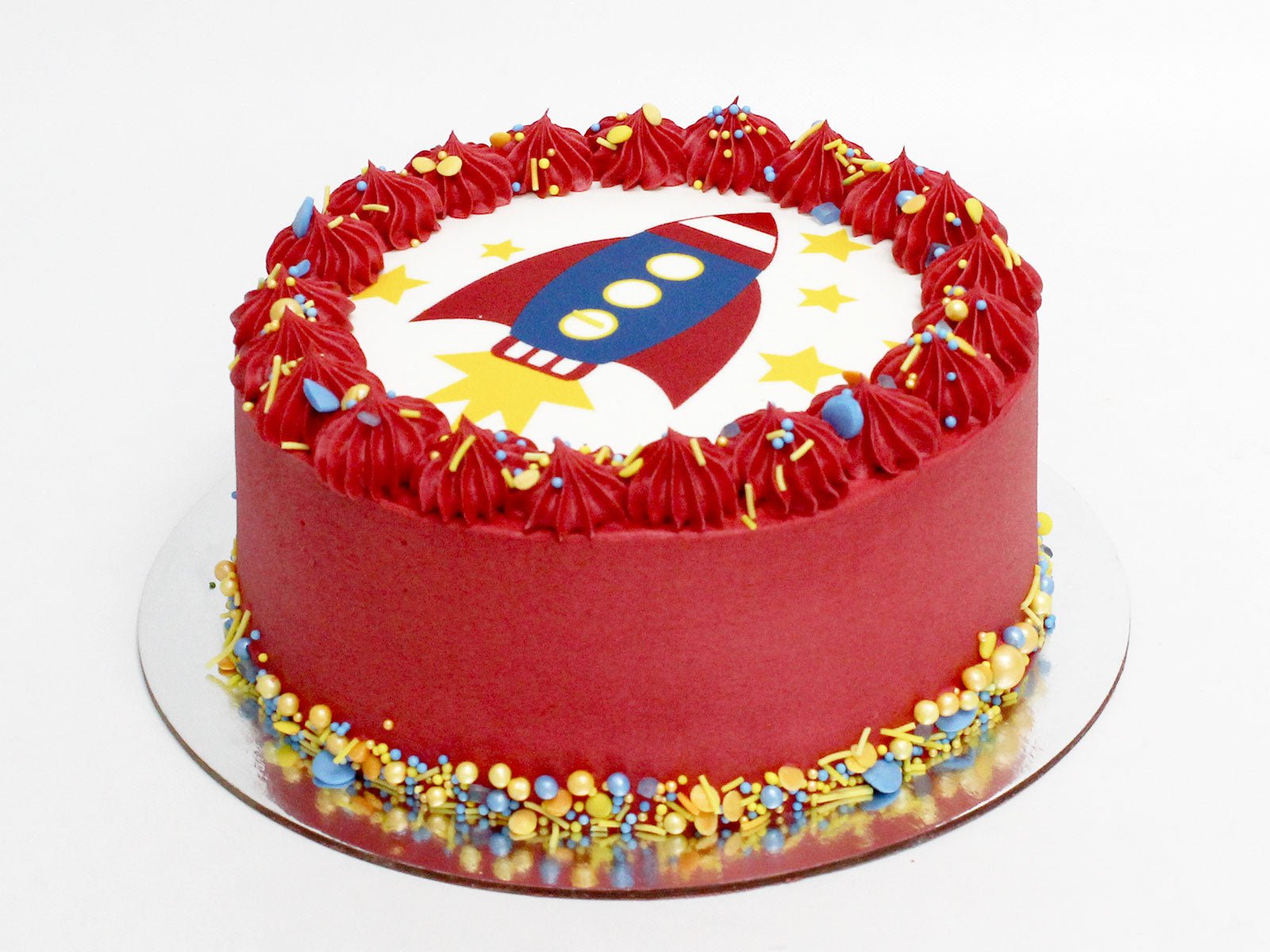 7-inch Rocket Edible Image Birthday Cake for Kids – The Cake People